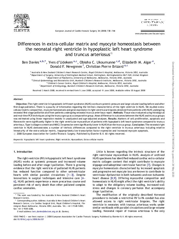 (PDF) Differences in extra-cellular matrix and myocyte homeostasis ...