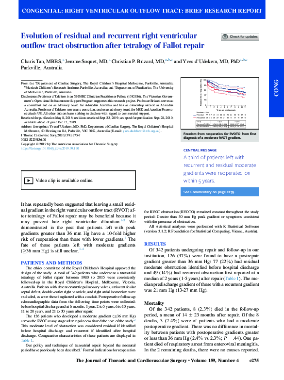 (PDF) Evolution of residual and recurrent right ventricular outflow ...