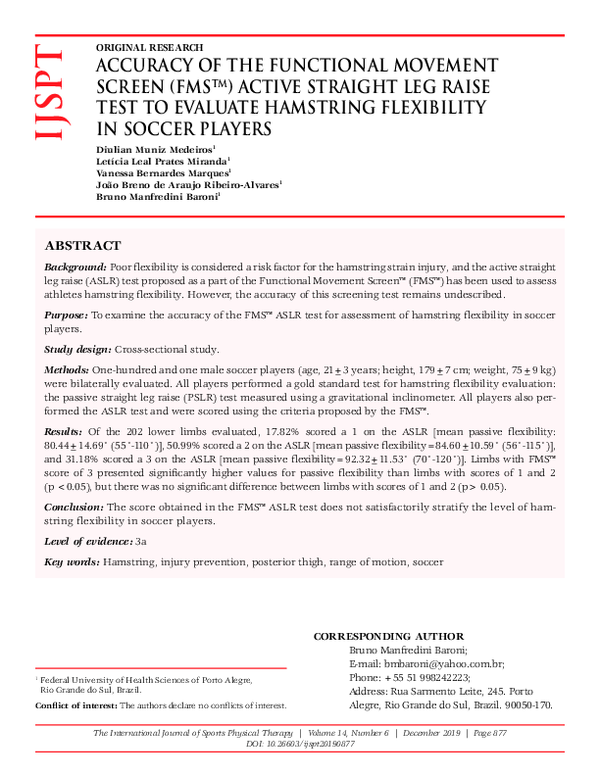 (PDF) Accuracy of the Functional Movement Screen (FMSTM) Active ...