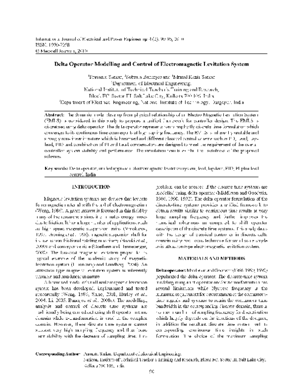 (PDF) Delta Operator Modelling and Control of Electromagnetic ...