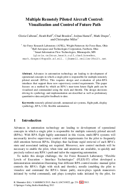 (PDF) Multiple Remotely Piloted Aircraft Control: Visualization and ...