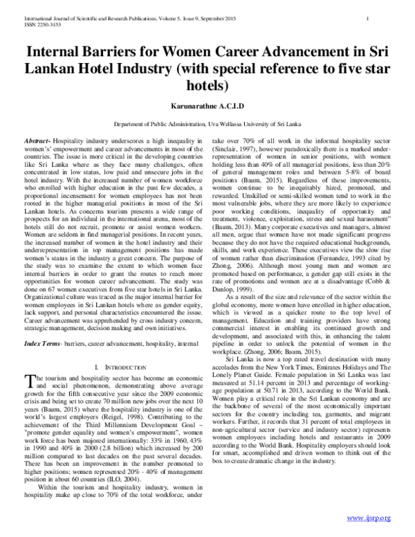 (PDF) Internal Barriers for Women Career Advancement in Sri Lankan ...