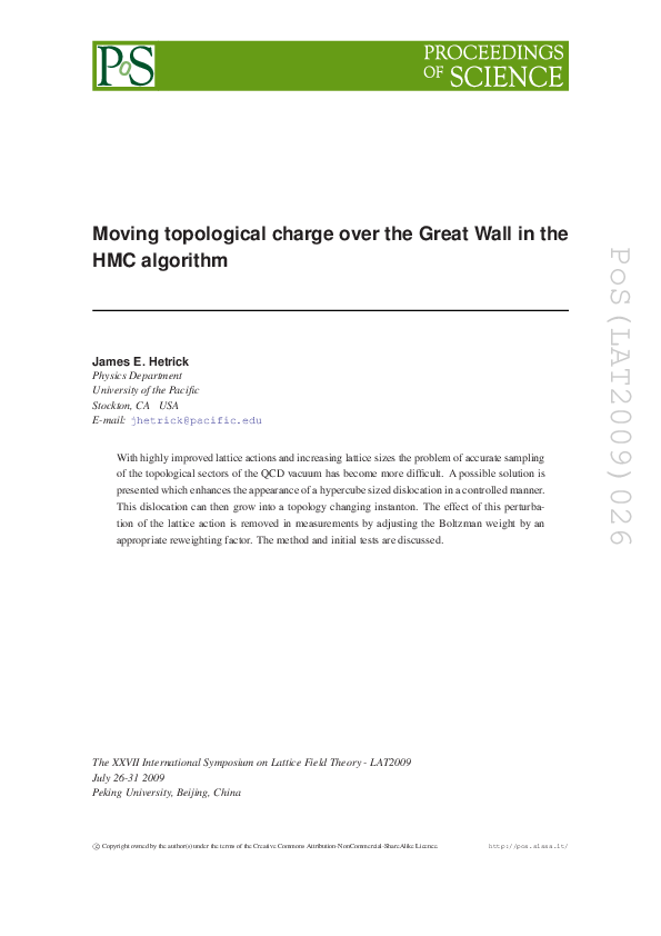 (PDF) Moving topological charge over the Great Wall in the HMC algorithm