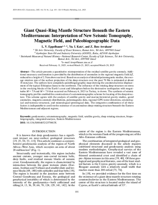 (PDF) Giant Quasi-Ring Mantle Structure Beneath the Eastern ...