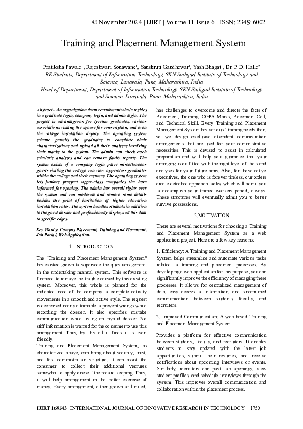 (PDF) Training and Placement Management System