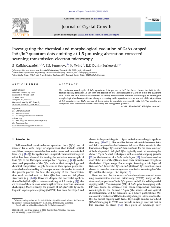 (PDF) Investigating the chemical and morphological evolution of GaAs ...