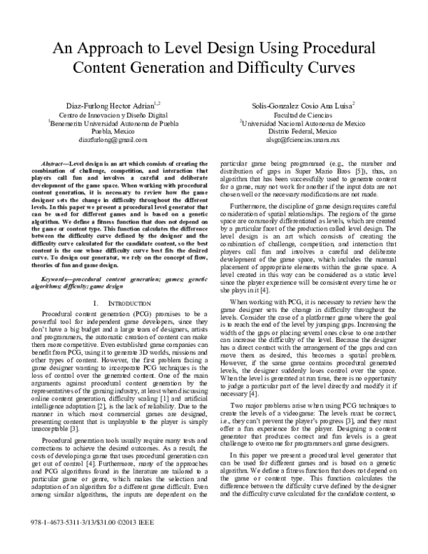 (PDF) An approach to level design using procedural content generation ...