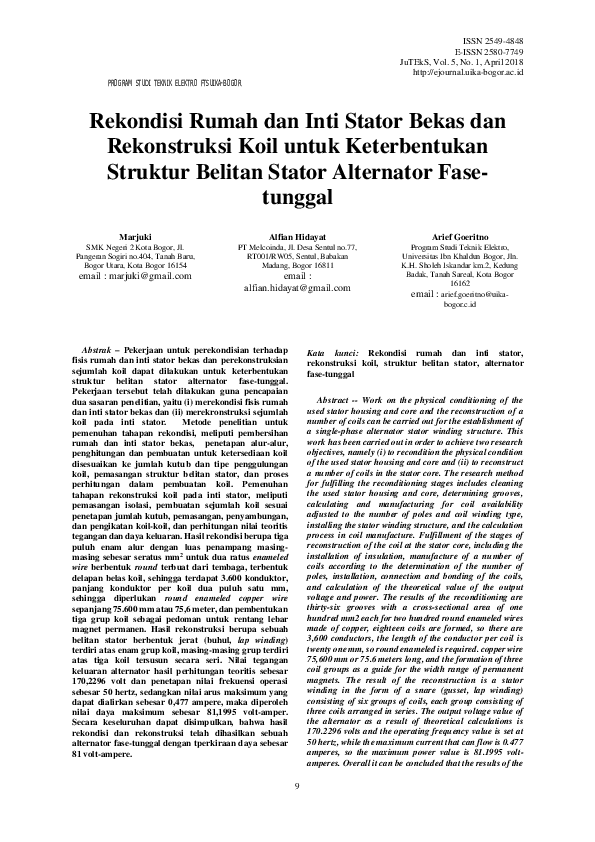 (PDF) Rekondisi Rumah dan Inti Stator Bekas dan Rekonstruksi Koil untuk ...