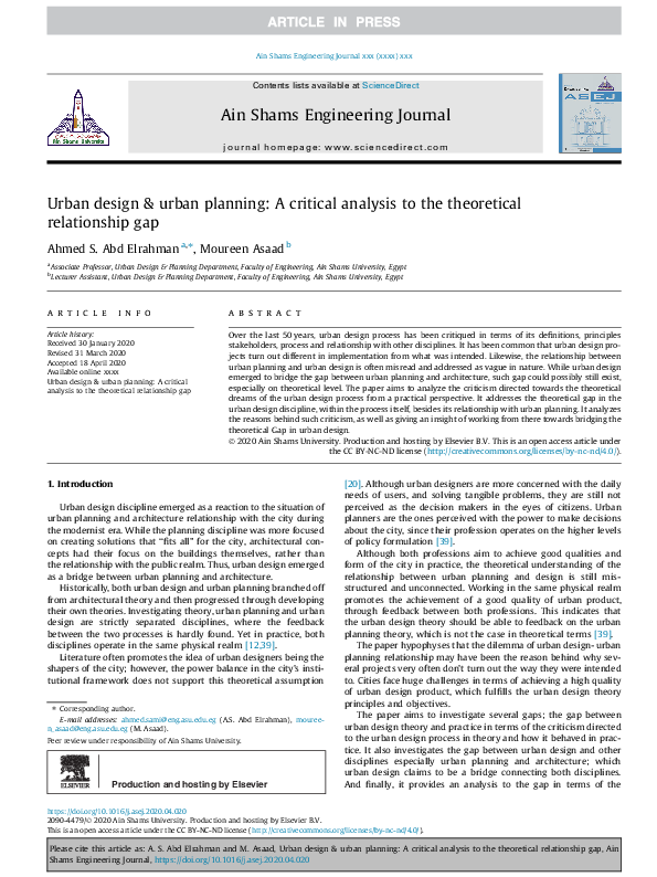 (PDF) Urban design & urban planning: A critical analysis to the ...