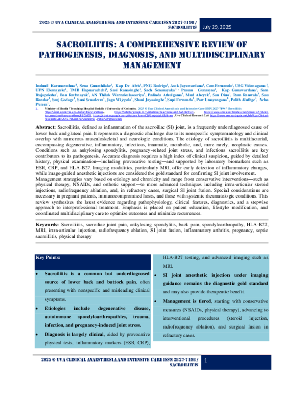 (PDF) Sacroiliitis: A Comprehensive Review of Pathogenesis Diagnosis ...