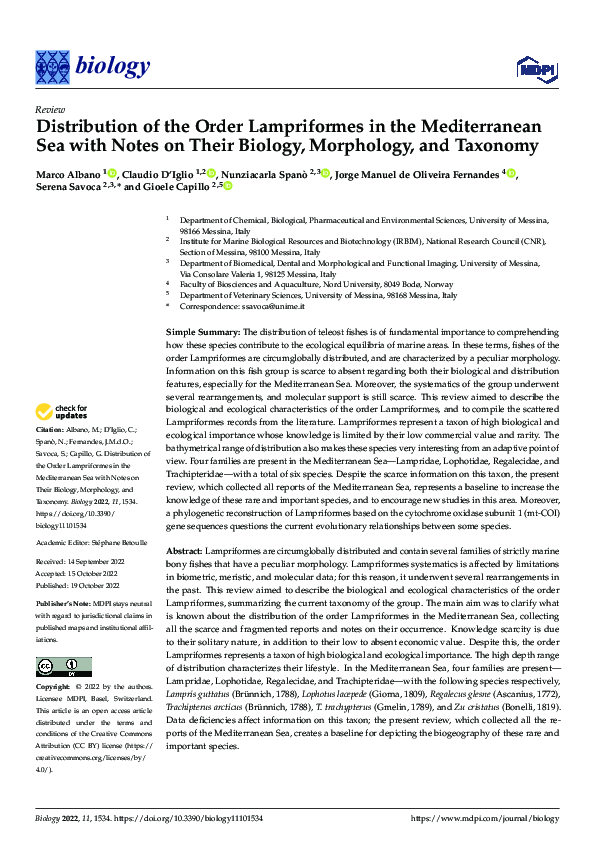 (PDF) Distribution of the Order Lampriformes in the Mediterranean Sea ...