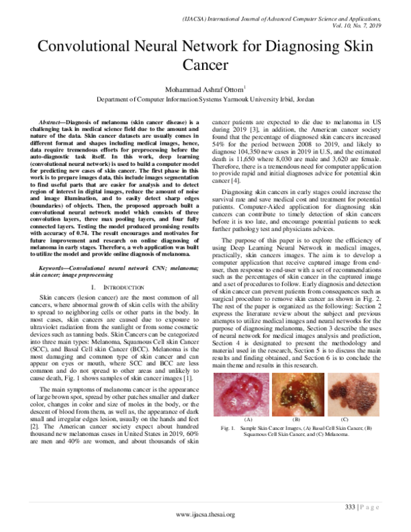 (PDF) Convolutional Neural Network for Diagnosing Skin Cancer