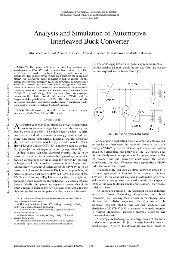 (PDF) Analysis And Simulation Of Automotive Interleaved Buck Converter
