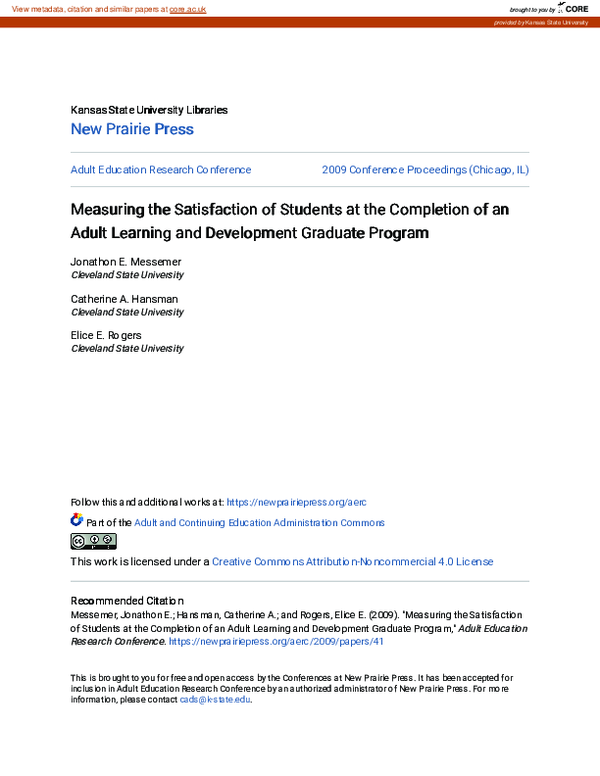 (PDF) Measuring the Satisfaction of Students at the Completion of an ...