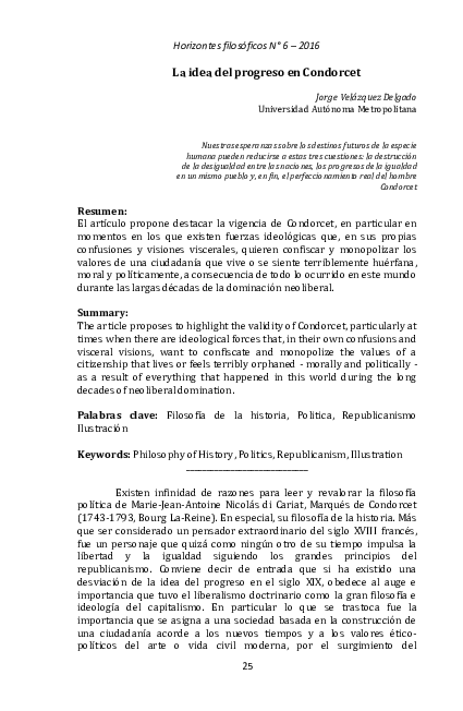 (PDF) La idea de progreso en Condorcet
