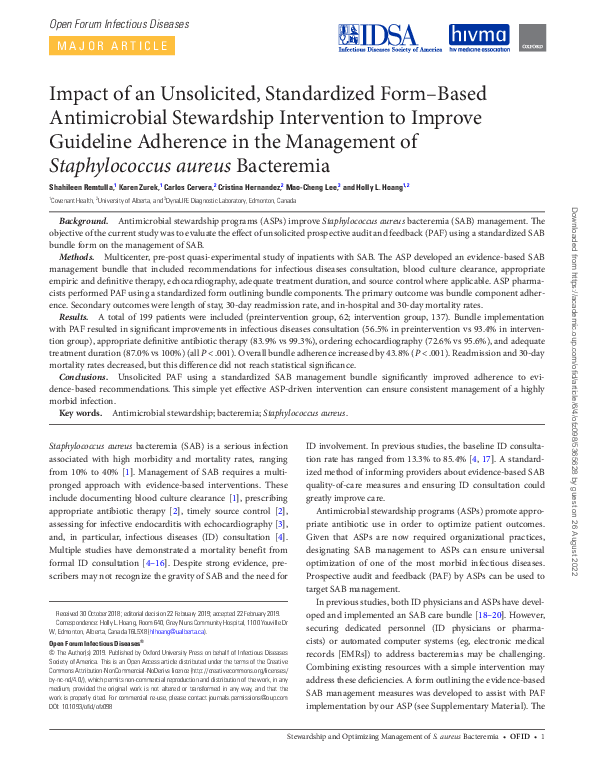 (PDF) Impact of an Unsolicited, Standardized Form–Based Antimicrobial ...