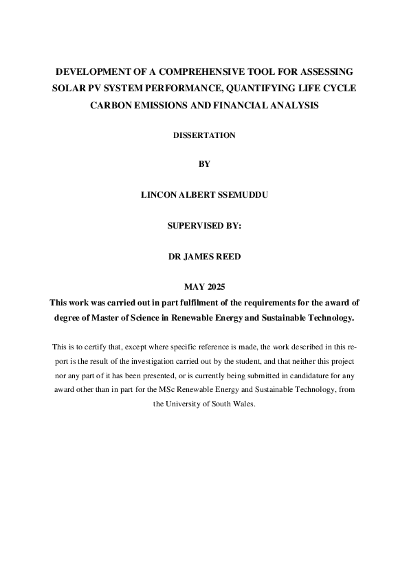 (PDF) DEVELOPMENT OF A COMPREHENSIVE TOOL FOR ASSESSING SOLAR PV SYSTEM ...