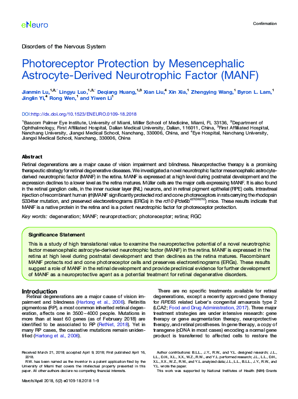 (PDF) Photoreceptor Protection by Mesencephalic Astrocyte-Derived ...