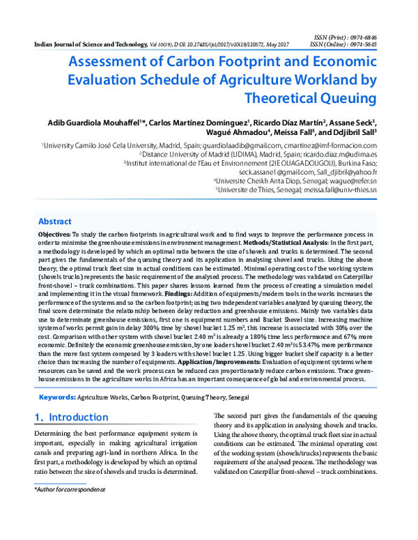 (PDF) Assessment of Carbon Footprint and Economic Evaluation Schedule ...