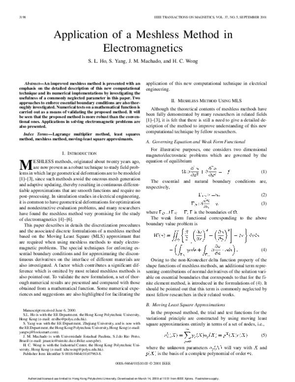 (PDF) Application of a meshless method in electromagnetics