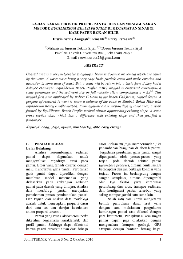 (PDF) Kajian Karakteristik Profil Pantai dengan Menggunakan Metode ...