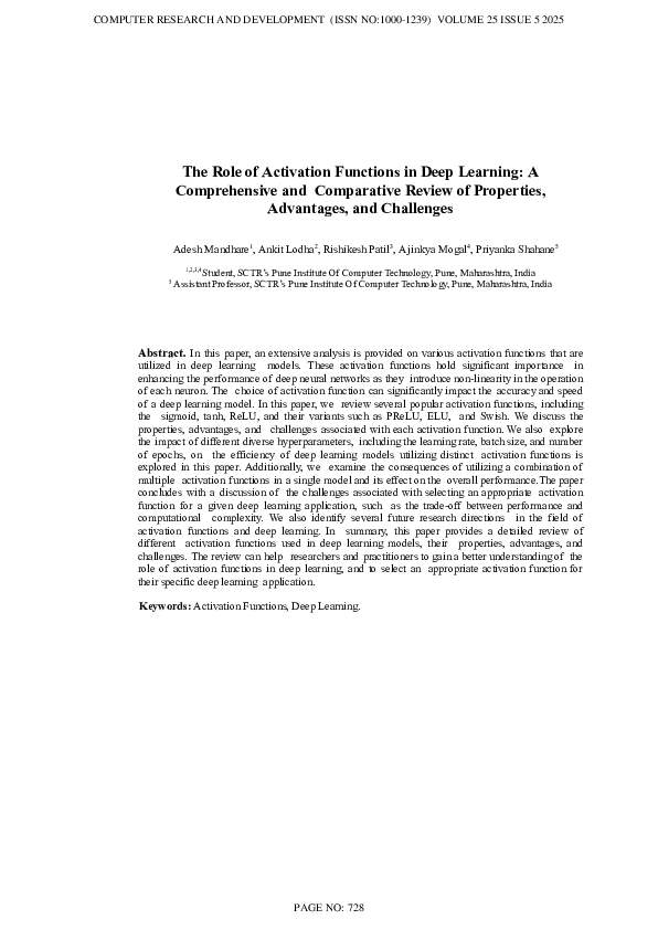 (PDF) The Role of Activation Functions in Deep Learning: A Comprehensive and Comparative Review ...
