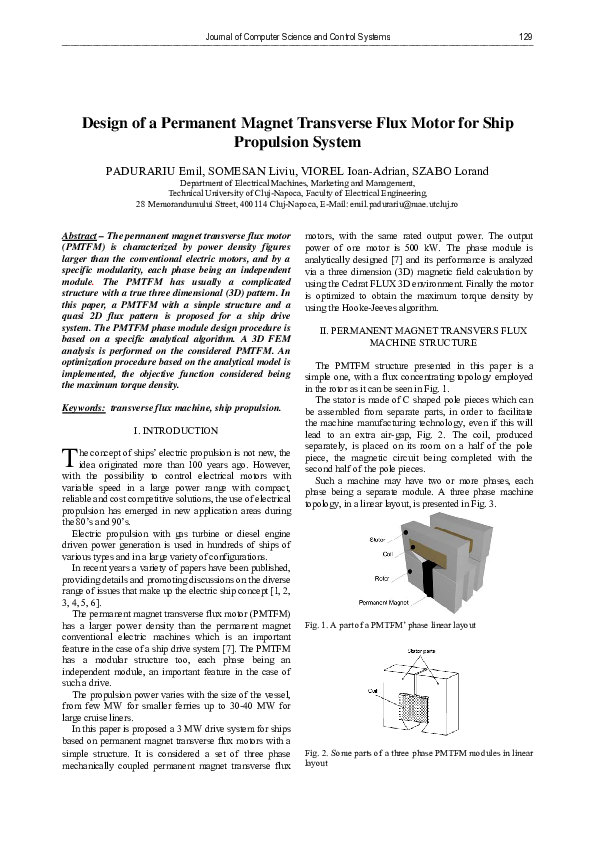 (PDF) Design of a Permanent Magnet Transverse Flux Motor for Ship ...
