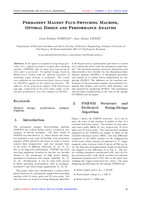 (PDF) Permanent Magnet Flux-Switching Machine, Optimal Design and ...