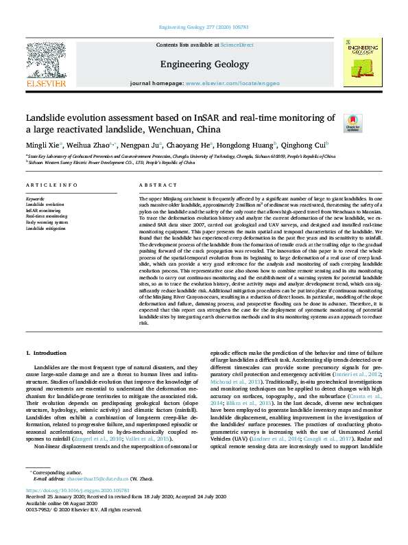(PDF) Landslide evolution assessment based on InSAR and real-time monitoring of a large ...