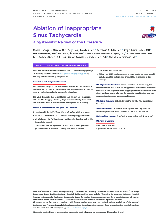 (PDF) Ablation of Inappropriate Sinus Tachycardia
