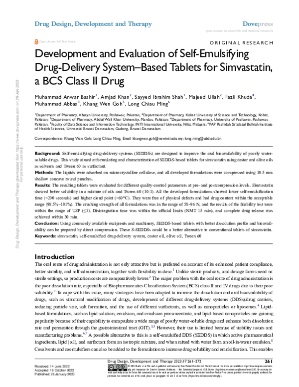 (PDF) Development and Evaluation of Self-Emulsifying Drug-Delivery ...