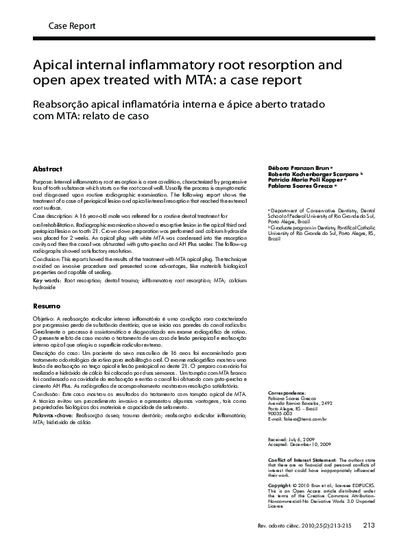 (PDF) Apical internal inflammatory root resorption and open apex ...