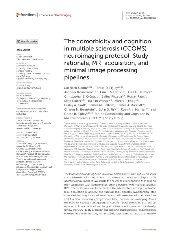 (PDF) The comorbidity and cognition in multiple sclerosis (CCOMS ...