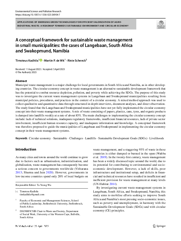(PDF) A conceptual framework for sustainable waste management in small ...