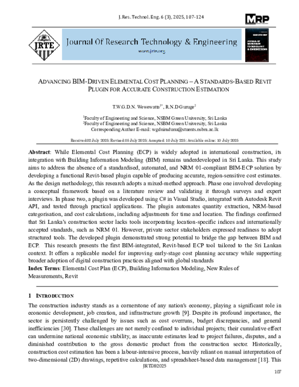 (PDF) ADVANCING BIM-DRIVEN ELEMENTAL COST PLANNING -A STANDARDS-BASED ...