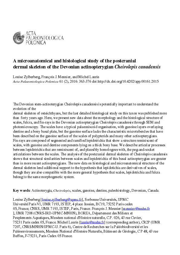 (PDF) A microanatomical and histological study of the postcranial ...