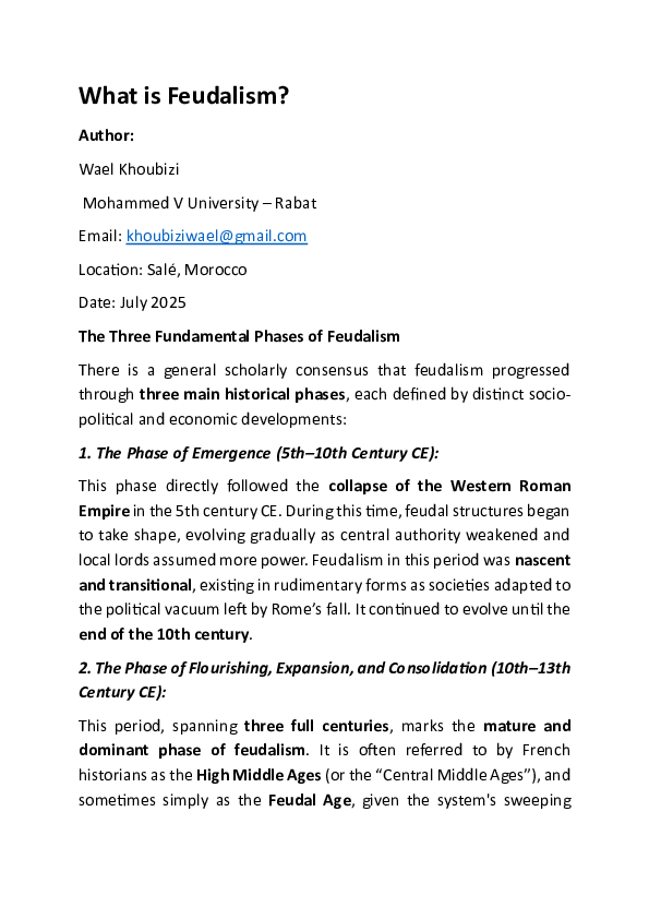 (PDF) What is Feudalism?