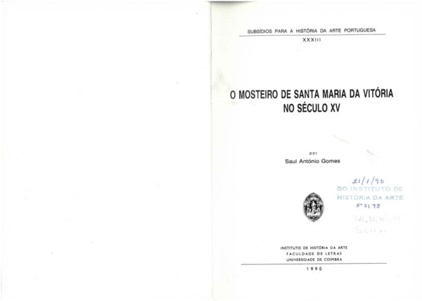 (PDF) O Mosteiro de Santa Maria da Vitória no Século xv