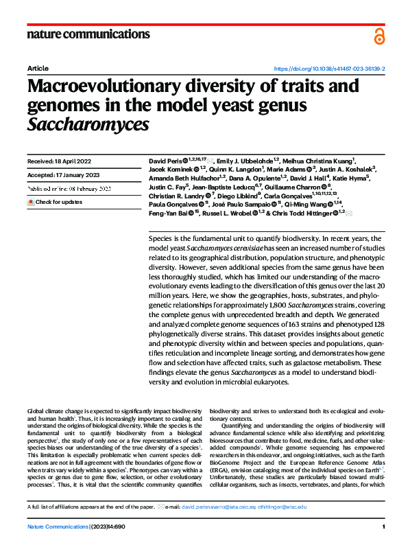 (PDF) Macroevolutionary diversity of traits and genomes in the model ...