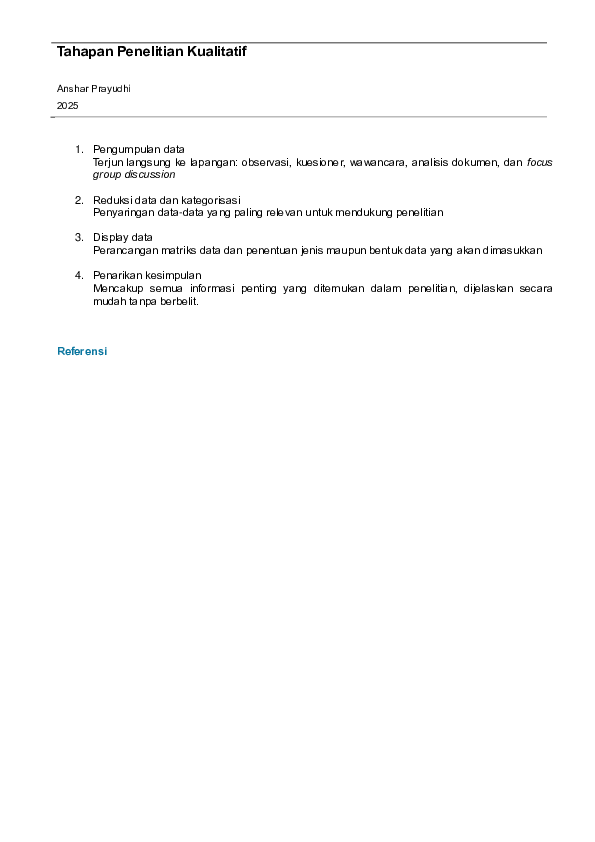 (PDF) Tahapan Penelitian Kualitatif