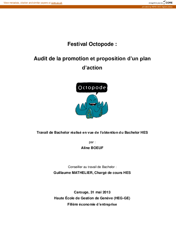 (PDF) Festival Octopode: audit de la promotion et proposition d'un plan ...