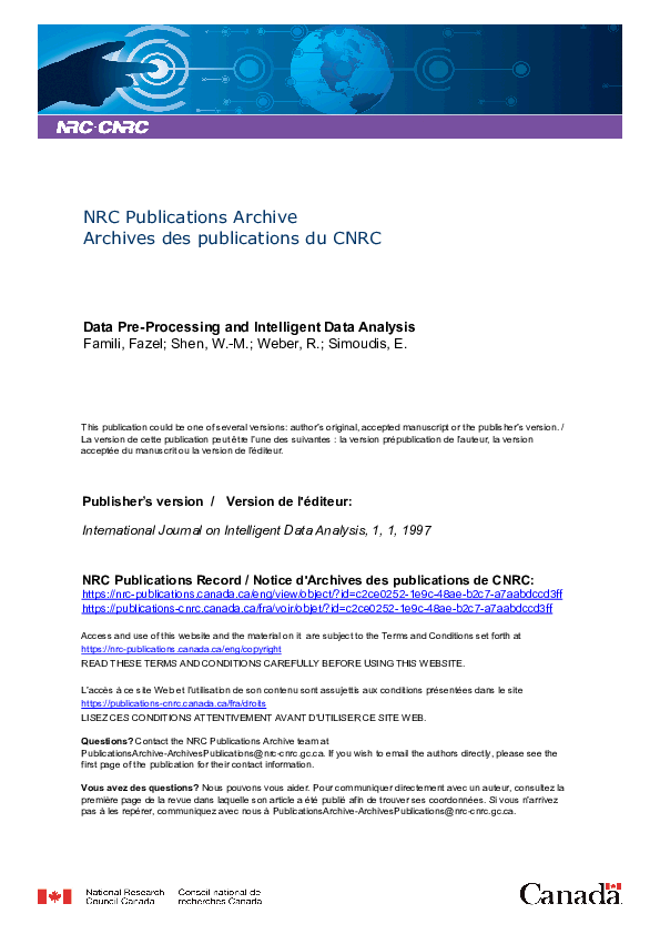 (PDF) Data preprocessing and intelligent data analysis