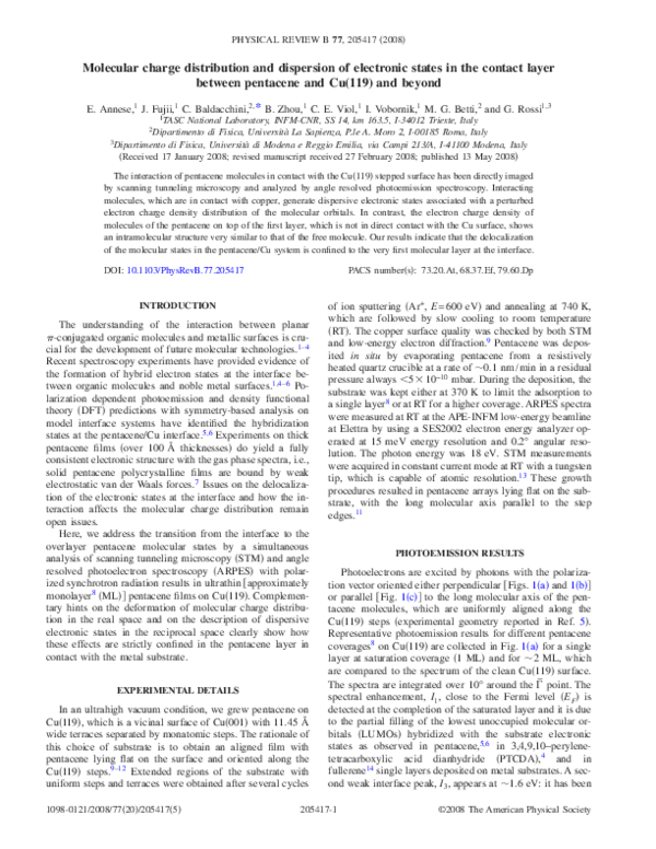 (PDF) Molecular charge distribution and dispersion of electronic states ...