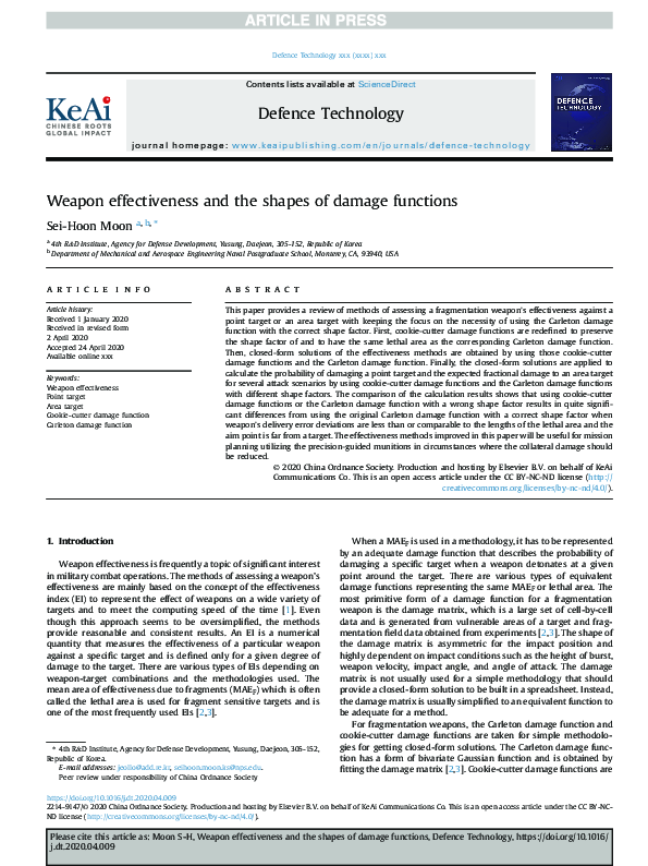 (PDF) Weapon effectiveness and the shapes of damage functions