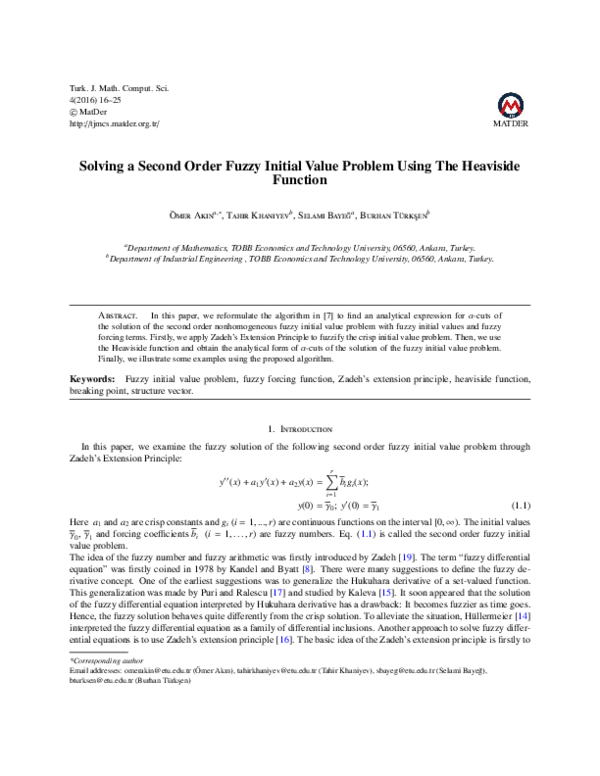 (PDF) Solving a Second Order Fuzzy Initial Value Problem Using The Heaviside Function