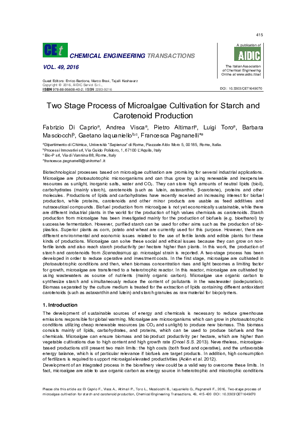 (PDF) Two stage process of microalgae cultivation for starch and ...
