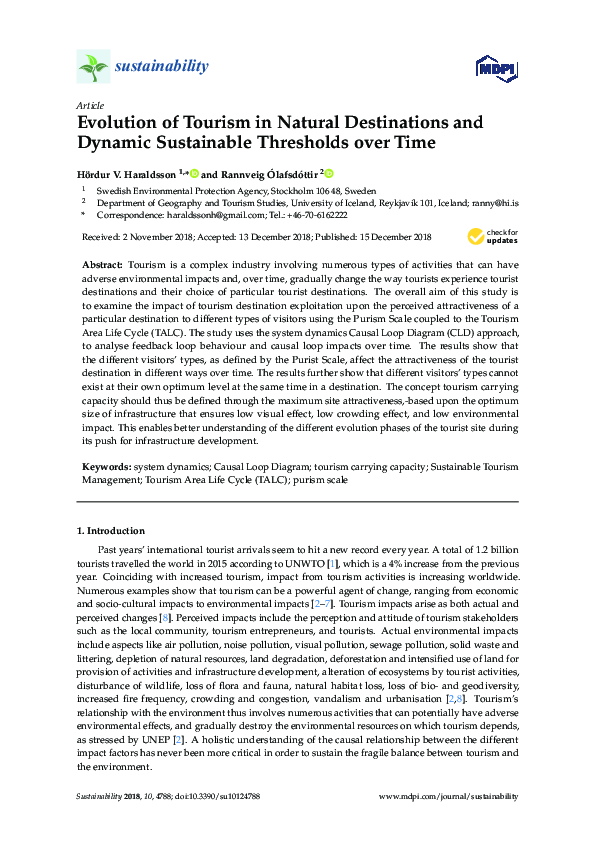 (PDF) Evolution of Tourism in Natural Destinations and Dynamic ...