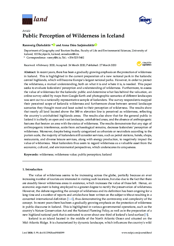 (PDF) Public Perception of Wilderness in Iceland