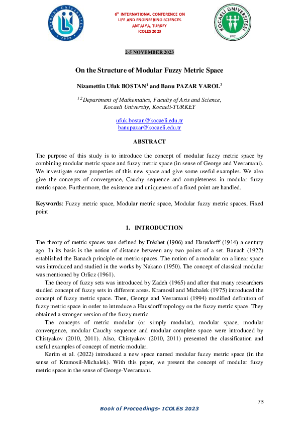 (PDF) On the Structure of Modular Fuzzy Metric Space