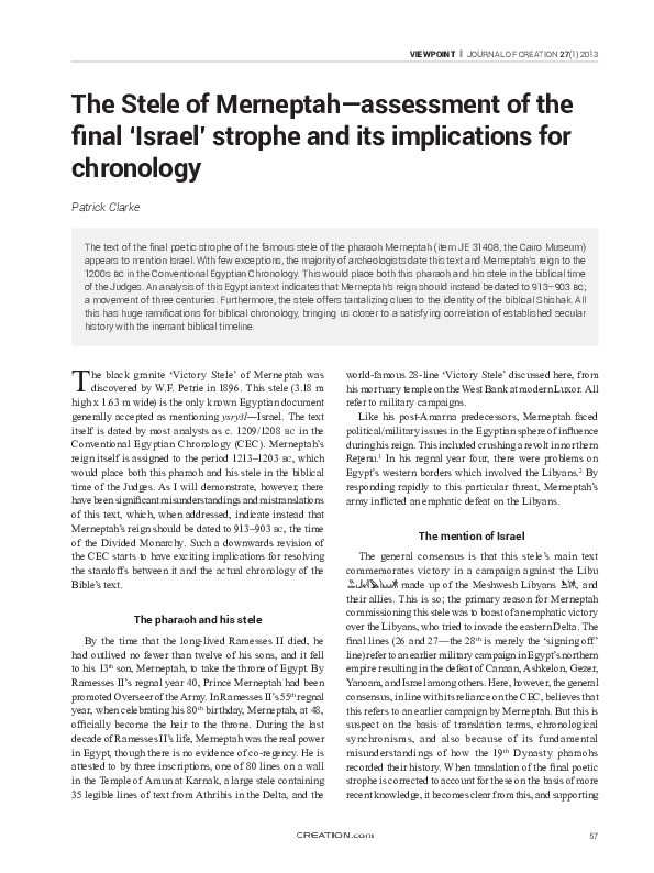 (PDF) The Stele of Merneptah—assessment of the final ‘Israel’ strophe ...